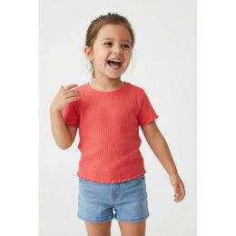 Kids Only M&auml;dchen KIDS Only T-Shirt &raquo;KOGNELLA S/S O-NECK TOP NOOS JRS&laquo; mit s&uuml;&szlig;er Wellenkante rot 134/140