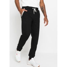 bonprix Herren bonprix Jogginghose aus Baumwolle, mit Eingrifftaschen und Ges&auml;&szlig;tasche, Regular Fit schwarz 68/70, N-Gr