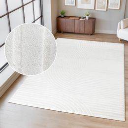 OTTO home Teppich &raquo;Luvu, mit Hoch-Tief-Struktur&laquo; rechteckig 12 mm H&ouml;he Modernes Design, Boho-Charme, dezenter Glanz, Wohnzimmer, Schlafzimmer wei&szlig; 
