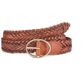 Lascana Damen Lascana Lederg&uuml;rtel &raquo;H&uuml;ftg&uuml;rtel, Flechtg&uuml;rtel, Anzugg&uuml;rtel, Hoseng&uuml;rtel, G&uuml;rtel&laquo; aus Leder im klassischen Look f&uuml;r Jeans & Kleider braun