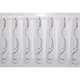 Stickereien Plauen Scheibengardine &raquo;Perlen&laquo; Stangendurchzug 1 Stk. tlg. rot Voile, Polyester 40cm, Stangendurchzug, 95cm