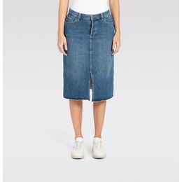MAC Damen MAC Midirock &raquo;MIDI SKIRT fringe&laquo; im Five-Pocket Style blau M (38)