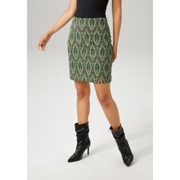 Aniston Casual Damen Aniston CASUAL Minirock mit farbharmonischem Ornament-Muster schwarz 34