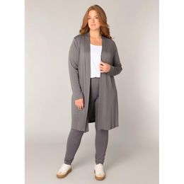 Base Level Curvy Damen Longstrickjacke &raquo;Ayla Long&laquo; Gro&szlig;e Gr&ouml;&szlig;en grau 48