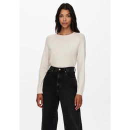 Only Damen Only Rundhalspullover &raquo;ONLRICA LIFE L/S PULLOVER KNT NOOS&laquo; Materialmix, regular fit braun M