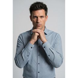 OLYMP Herren OLYMP Langarmhemd &raquo;Luxor 24/Seven&laquo; Businesshemd, modern fit, New Kentkragen, gemustert, b&uuml;gelleicht blau 39, N-Gr