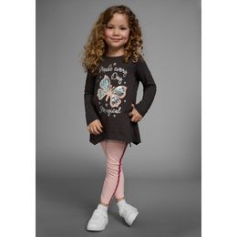 Kidsworld M&auml;dchen Kidsworld Langarmshirt & Leggings &raquo;2tlg. Set Shirt + Leggings mit Glitzerdetails&laquo; Set, 2, 2 niedlicher Schmetterling f&uuml;r kleine 