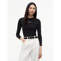 Tommy Jeans Damen Langarmshirt &raquo;TJW SLIM CLASSIC LOGO LS TEE&laquo; Baumwollmischung, slim fit schwarz L (42/44)