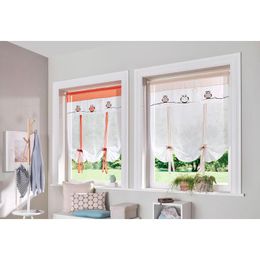 OTTO home Bindegardine &raquo;Java&laquo; Stangendurchzug 1 Stk. tlg. Fertiggardine, transparent, mit bestickten Eulen wei&szlig; Voile, Polyester 60cm, Stangendurchzug