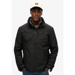 Superdry Herren Outdoorjacke &raquo;NON HOOD LOGO WINDBREAKER&laquo; ohne Kapuze mit Obermaterial aus Polyester, h&uuml;ftlange Passform, unifarben schwarz L