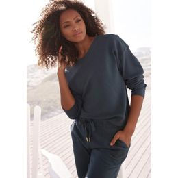 s.Oliver Damen s.Oliver Sweatshirt, aus Ripp-Qualit&auml;t mit &uuml;berschnittenen Schultern, Loungewear blau 36/38