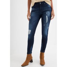 bonprix Damen bonprix Skinny-fit-Jeans 1 tlg. Skinny-fit, mit Destroy-Effekten, in vielen Gr&ouml;&szlig;en erh&auml;ltlich blau 36, N-Gr