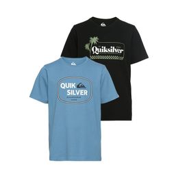 Quiksilver Jungen T-Shirt &raquo;JUST FRAMED ROCKELIA SHORT SLEEVE PK YTH&laquo; 2 Stk. f&uuml;r Kinder, Kurzarm-Design, 2er-Pack, aus Baumwolle blau 14 (158/164)