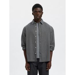 Selected Homme Herren Selected Homme Langarmhemd &raquo;SLHREGNOAH BRUSHED TWIST SHIRT LS NOOS&laquo; schwarz L, N-Gr