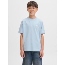 Jack & Jones Jack & Jones Junior Jungen T-Shirt &raquo;JORNORREBRO TYPO TEE SS CREW NECK SN JNR&laquo; blau 140
