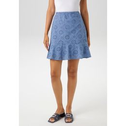 Aniston Casual Damen Aniston CASUAL Minirock mit floraler Lochstickerei verziert blau 46