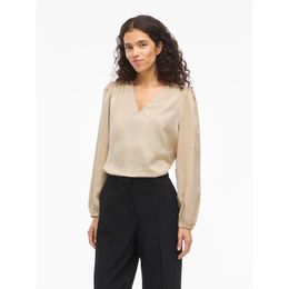 Vila Damen Langarmshirt &raquo;VIELLETTE L/S SMOCK SATIN TOP - NOOS&laquo; Kunstfaser, regular fit 34