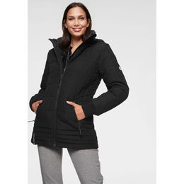 ALPENBLITZ Damen ALPENBLITZ Steppjacke &raquo;Flockenwirbel&laquo; mit Kapuze f&uuml;r den &Uuml;bergang, aus leichtem Material, unifarbenes Design schwarz 36