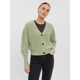 V&eacute;ro Moda Vero Moda Damen Strickjacke &raquo;VMLEA LS V-NECK CUFF CARDIGAN NOOS&laquo; Kunstfaser, regular fit beige XS