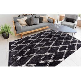 Calo-deluxe Hochflor-Teppich &raquo;Elvar-3000&laquo; rechteckig 27 mm H&ouml;he besonders weich durch Microfaser, Wohnzimmer grau Kunstfaser B : 160cm 1 Stk., 27mm, L