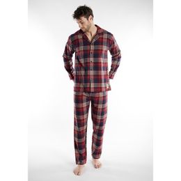 Tom Tailor Herren Tom Tailor Schlafanzug &raquo;Rhodos&laquo; 2 tlg. Langarm, Rundhalsausschnitt, mit Kn&ouml;pfen, kariert, Baumwolle rot 58 (XXXL)