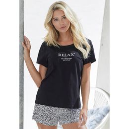 Vivance Dreams By Lascana Damen Vivance Dreams by Lascana Pyjamaoberteil 1 mit Statementdruck schwarz 32/34