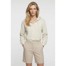 Calvin Klein Jeans Damen Kapuzensweatjacke &raquo;LOGO WAIST CROPPED&laquo; mit Kapuze, kurze From, Logoschriftzug am Bund beige S