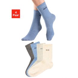 H.I.S. H.I.S Damen Socken &raquo;Basic Damen Socken Str&uuml;mpfe, mit Komfortbund Klassische Freizeitsocken&laquo; Packung, 4 Stk. tlg. ohne einschneidendes B&uuml;ndchen blau 39