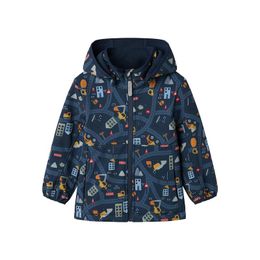 name it Jungen Softshelljacke &raquo;NMMMALTA05 SOFTSHELL JACKET AOP FO&laquo; mit Kapuze Materialmix, wasserdicht, winddicht, atmungsaktiv blau 104
