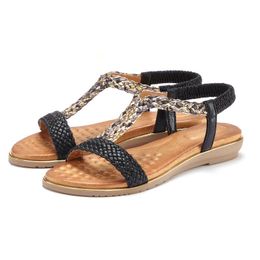 Vivance Damen Sandale &raquo;Sommerschuh&laquo; Sandalette, Sommerschuh mit geflochtenen Riemchen und weichem Fu&szlig;bett schwarz 41