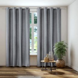 Kutti Vorhang &raquo;Dimout&laquo; &Ouml;sen 1 Stk. tlg. Verdunkelung, Thermo, isolierend, einfarbig grau Polyester 175cm, &Ouml;sen, 140cm