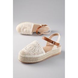 Aniston Shoes Damen Aniston SHOES Plateausandale H&auml;kel-Sandale, Sommerschuh, Urlaubsschuh - NEUE KOLLEKTION beige 41