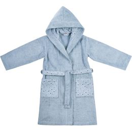 W&ouml;rner Kinderbademantel &raquo;Wal&laquo; mit Stickerei, mit Tasche, maschinenwaschbar, trocknergeeignet blau Baumwoll-Webfrottier 86/92 L: 60cm