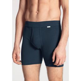 Calida Herren Calida Langer Boxer &raquo;Cotton 1:1&laquo; elastischer Softbund, Eingriff, Feinripp-Qualit&auml;t, langes Bein blau L (52/54)