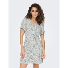 Only Damen Only Minikleid &raquo;ONLEVIDA S/S SHORT DRESS WVN NOOS&laquo; Viskose, regular fit, V-Ausschnitt grau XS, N-Gr