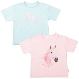 STACCATO M&auml;dchen STACCATO T-Shirt 2 tlg. 2er Pack, mit Pferde-Motiv, f&uuml;r Girls rosa 116/122