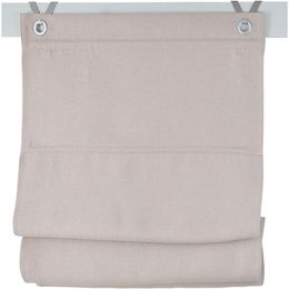 Kutti Raffrollo &raquo;Dimout&laquo; mit Hakenaufh&auml;ngung ohne Bohren freih&auml;ngend verdunkelnd, Polyester, Hakenaufh&auml;ngung beige Obermaterial: 100% Polyester 130cm, 