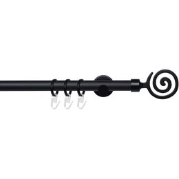 Liedeco Gardinenstange &raquo;Stilgarnitur 20 mm Blues Eric&laquo; &Oslash; 2 mm 1 l&auml;ufig-l&auml;ufig Fixma&szlig; Gardinenstange Komplett schwarz Eisen B/L: 120cm &Oslash; 2mm, 1 Stk., 1 l&auml;ufig
