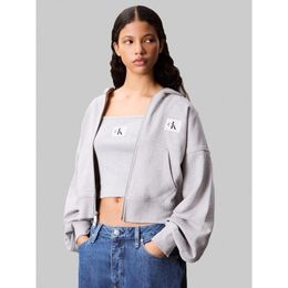 Calvin Klein Jeans Damen Sweatjacke &raquo;A- FRNCH TRRY BDG LG&laquo; Oversized Fit, mit Kapuze, reine Baumwolle grau XL