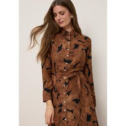 Tamaris Damen Hemdblusenkleid &raquo;mit tailliertem Bindeband und Blumenmuster&laquo; aus Viskose braun 36/38, N-Gr