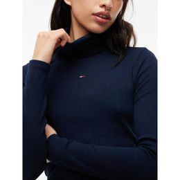 Tommy Jeans Damen Jerseykleid &raquo;TJW TURTLNCK BODYCON MIDI DRESS&laquo; Baumwollmischung, figurbetont blau S (36/38), N-Gr