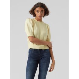 V&eacute;ro Moda Vero Moda Damen Rundhalspullover &raquo;VMDOFFY 2/4 O-NECK PULLOVER GA NOOS&laquo; Materialmix, regular fit gelb L