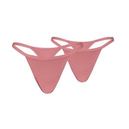 Puma Damen Puma String &raquo;Puma WOMEN MICROFIBER TANGA STRINGS 2P&laquo; mit elastischem Bund, Logodruck hinten, Mid-Rise Design rosa XL