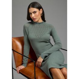 Laura Scott Damen Strickkleid mit edlem Ajourmuster und s&uuml;&szlig;em Stehkragen 42, N-Gr