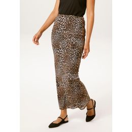 Aniston Casual Damen Aniston CASUAL Maxirock im trendigen Leoprint braun 42