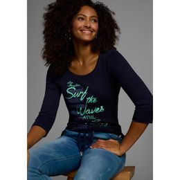 Kangaroos Damen Kangaroos 3/4-Arm-Shirt 3/4-Arm, sehr figurbetont, mit Logodruck, Rundhalsausschnitt blau 44/46