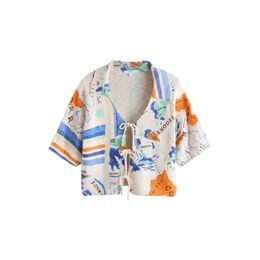 next Strickjacke Damen Gr&ouml;&szlig;e L blau / braun / wei&szlig;