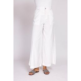 Zhrill Damen Culotte &raquo;CHATTI&laquo; extra weiter Jeans-Style, normale Passform, mit G&uuml;rtelschlaufen wei&szlig; 28, N-Gr