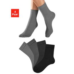 H.I.S. H.I.S Damen Socken &raquo;f&uuml;r Kinder Damen Unisex aus Baumwolle atmungsaktiv Mittelhocher Schaft&laquo; Packung, 4 Stk. tlg. in unterschiedlichen 