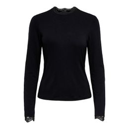 Only Damen Only Langarmshirt &raquo;ONLLIV L/S TOP WITH LACE DETAILS CS JRS&laquo; Viskosemischung, regular fit schwarz S